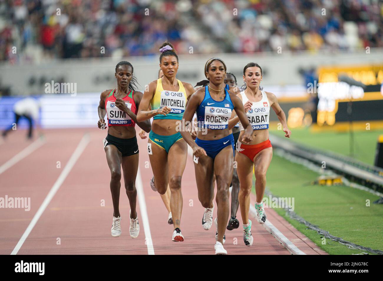 Morgan Mitchell participating in the 800 meters at the Doha 2019 World ...