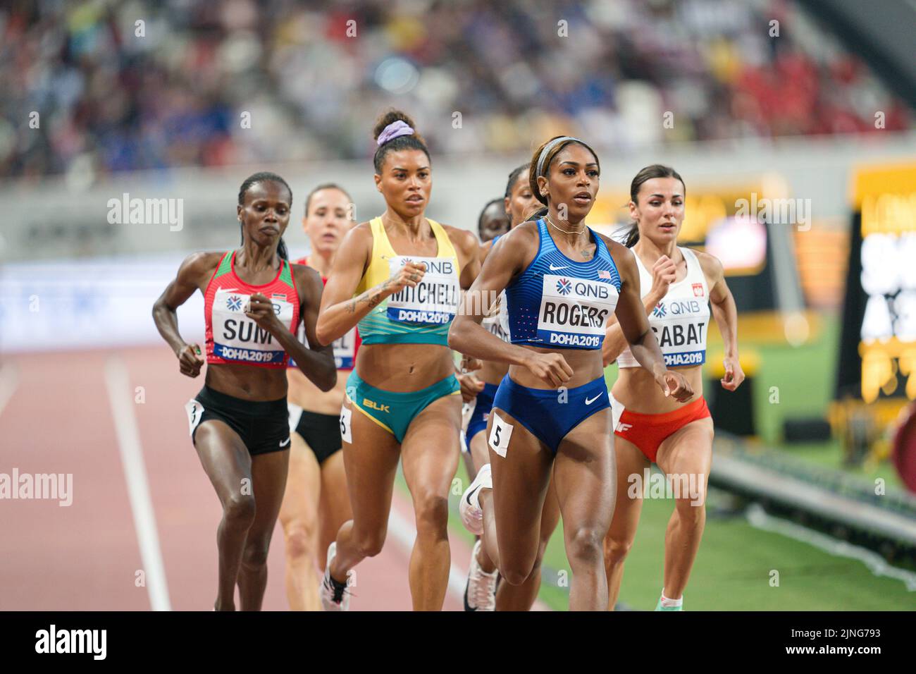 Morgan Mitchell participating in the 800 meters at the Doha 2019 World ...