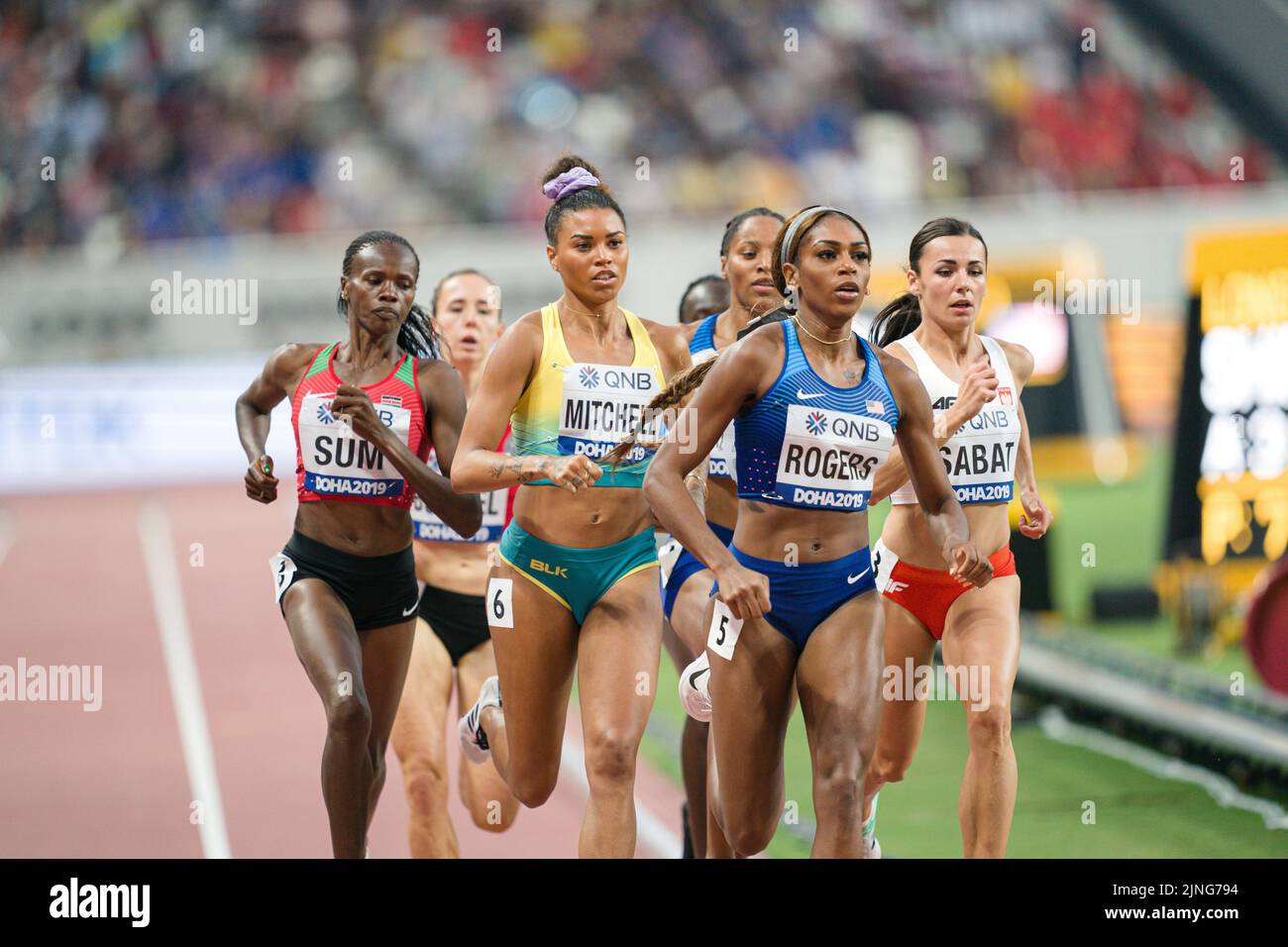 Morgan Mitchell participating in the 800 meters at the Doha 2019 World ...