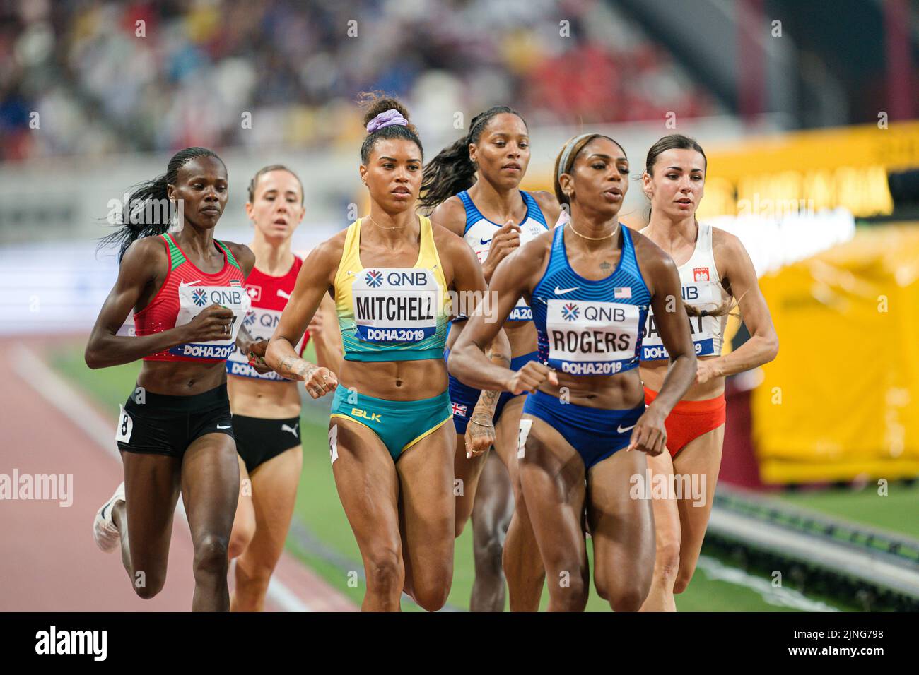 Morgan Mitchell participating in the 800 meters at the Doha 2019 World ...