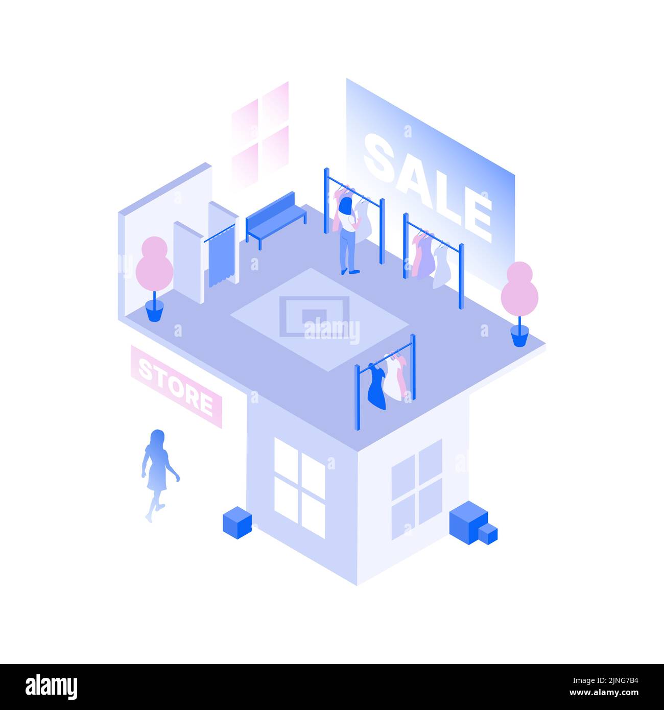 Shopping Mall in Metaverse. Isometric Store Interior. Vector ...