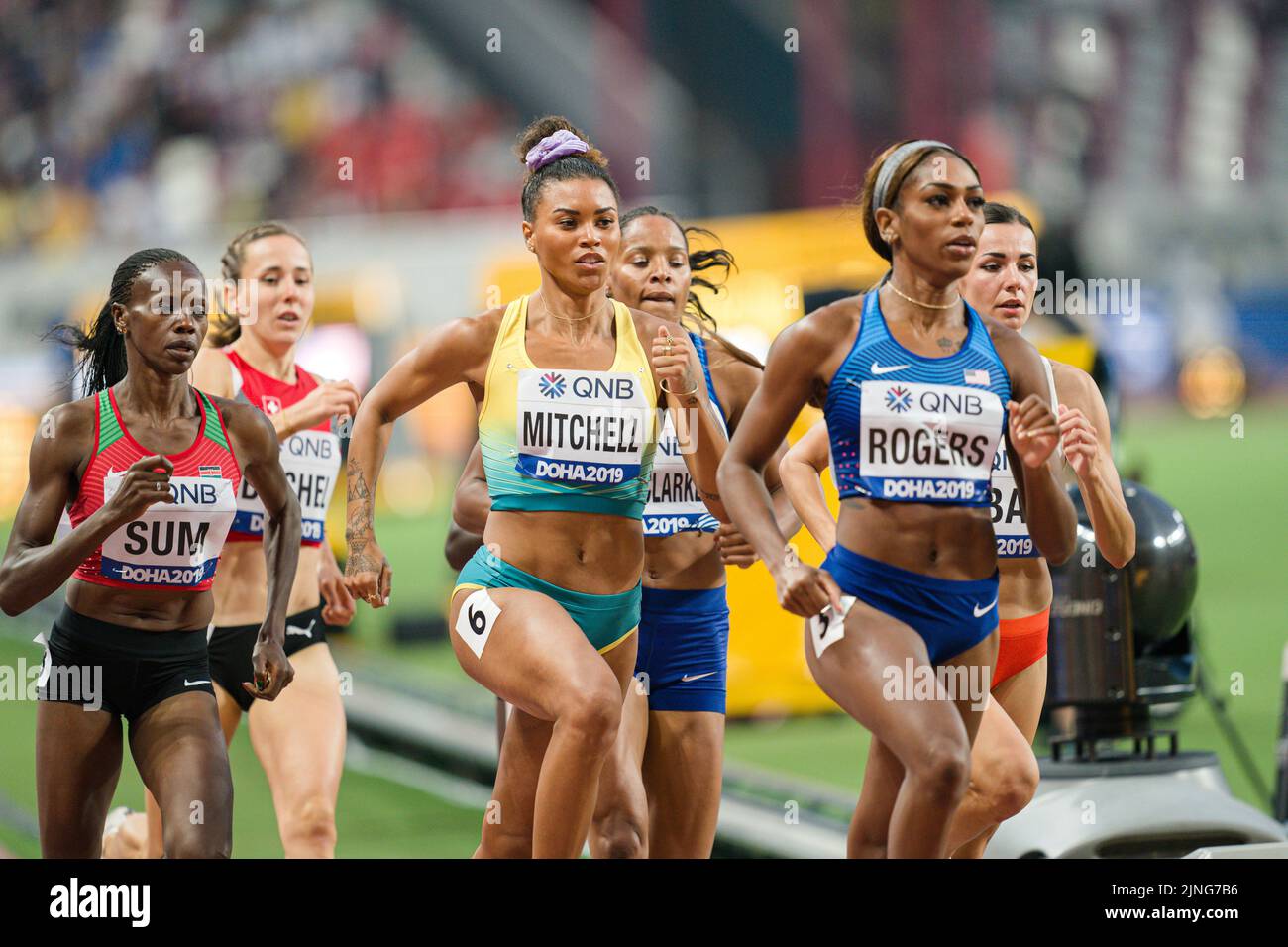 Morgan Mitchell participating in the 800 meters at the Doha 2019 World ...