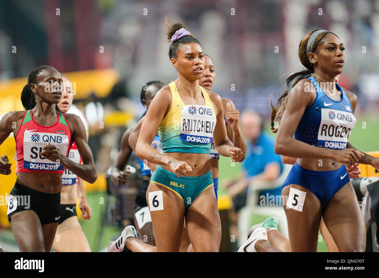 Morgan Mitchell participating in the 800 meters at the Doha 2019 World ...