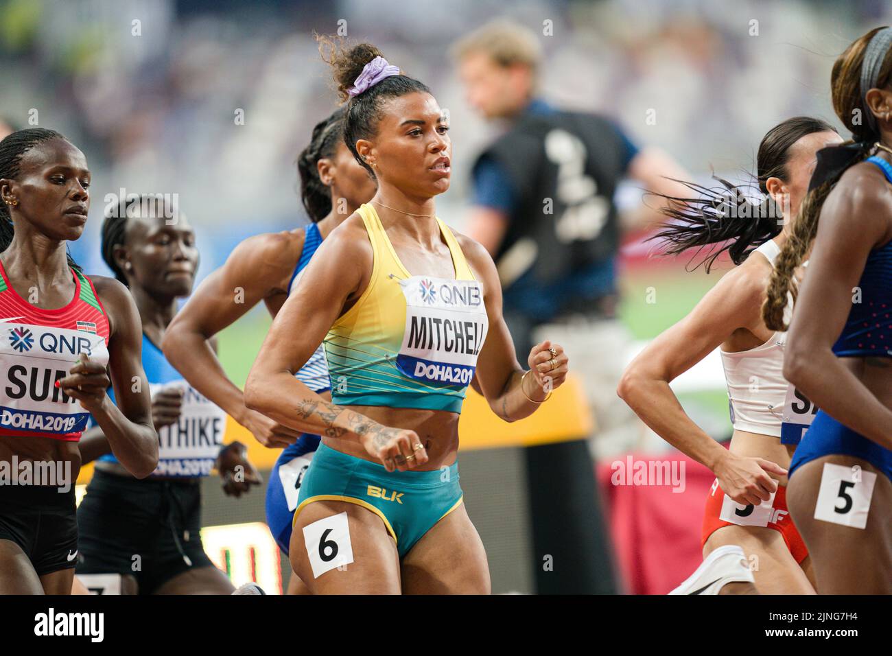 Morgan Mitchell participating in the 800 meters at the Doha 2019 World ...
