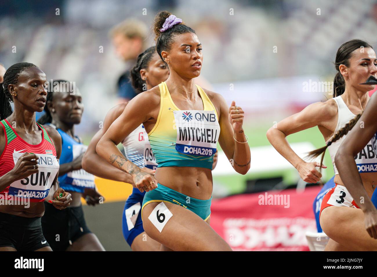Morgan Mitchell participating in the 800 meters at the Doha 2019 World ...