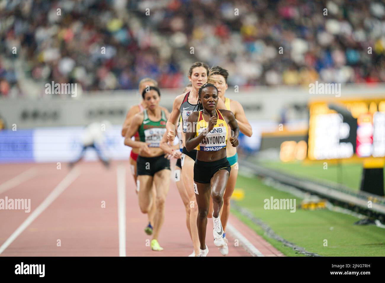 Winnie Nanyondo participating in the 800 meters at the Doha 2019 World ...
