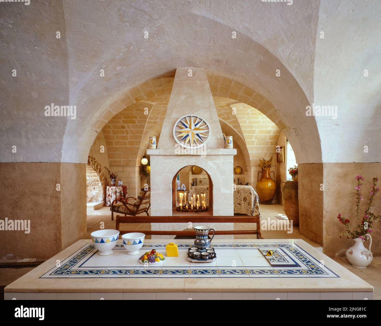 Bio-sustainable architecture, tuff stone country house Stock Photo - Alamy