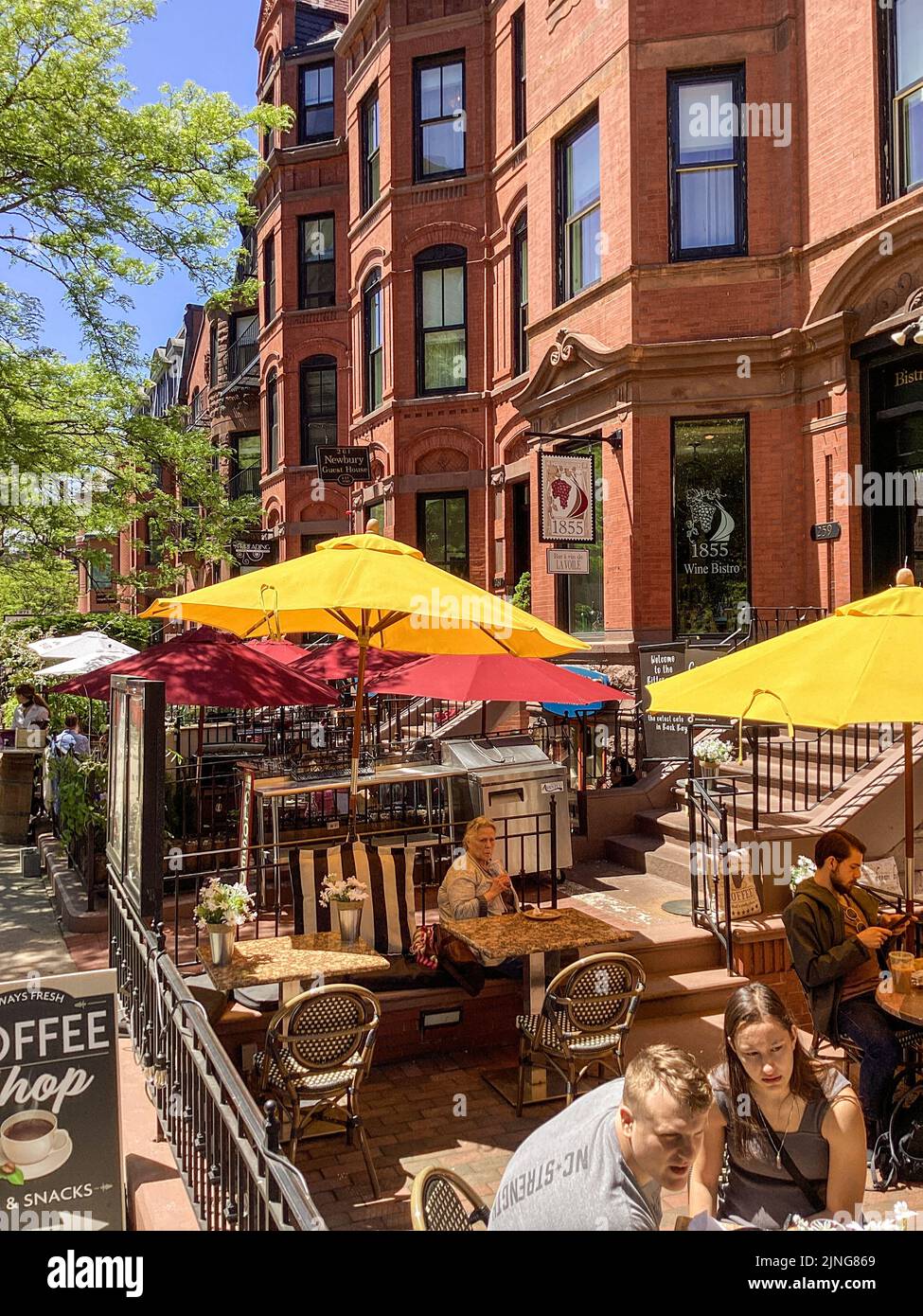 Young people in Back Bay on Newbury Street in Boston, Massachusetts ...