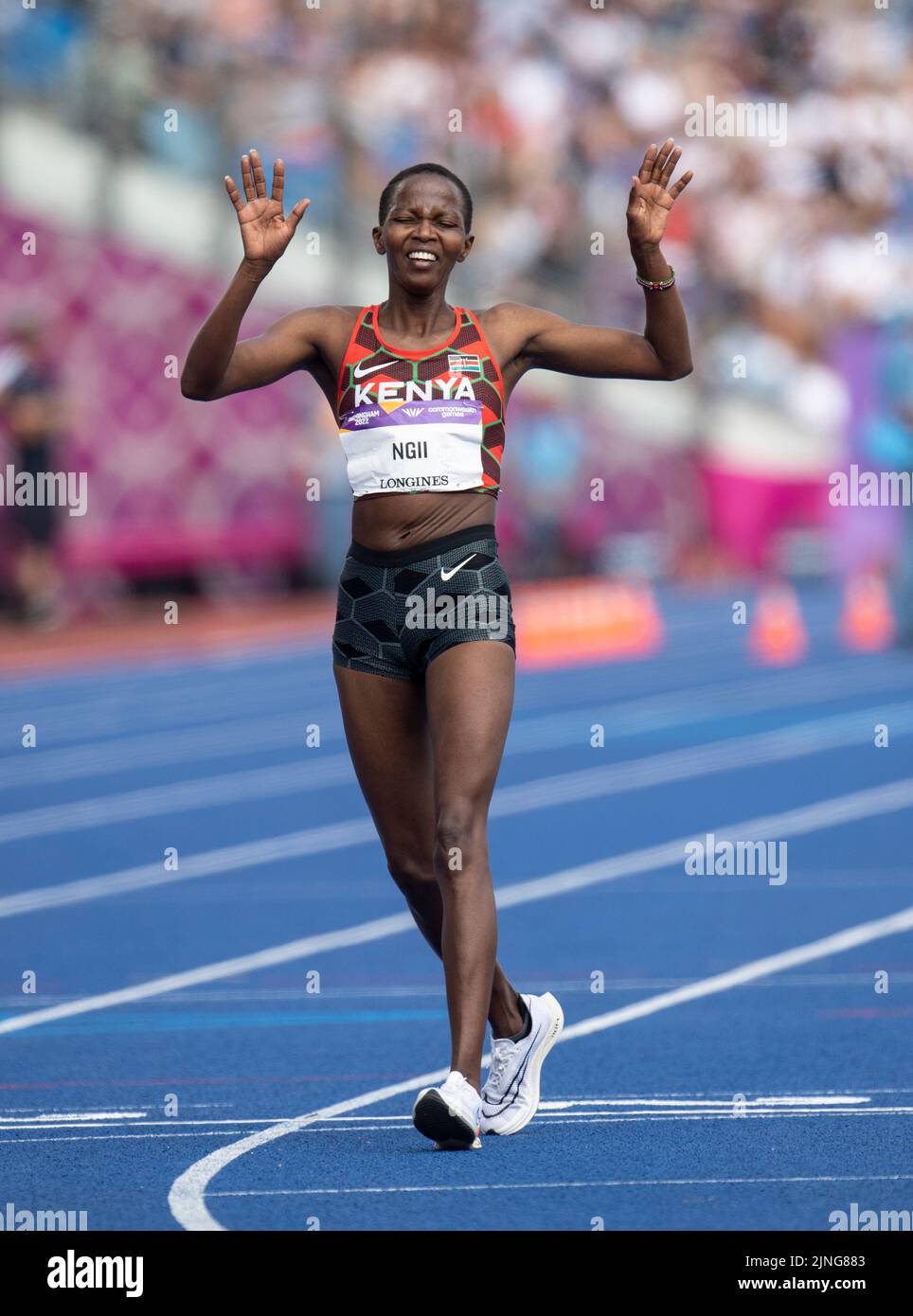 Emily Wamusyi Ngll of Kenya competing in the women’s 10,000m walk final ...