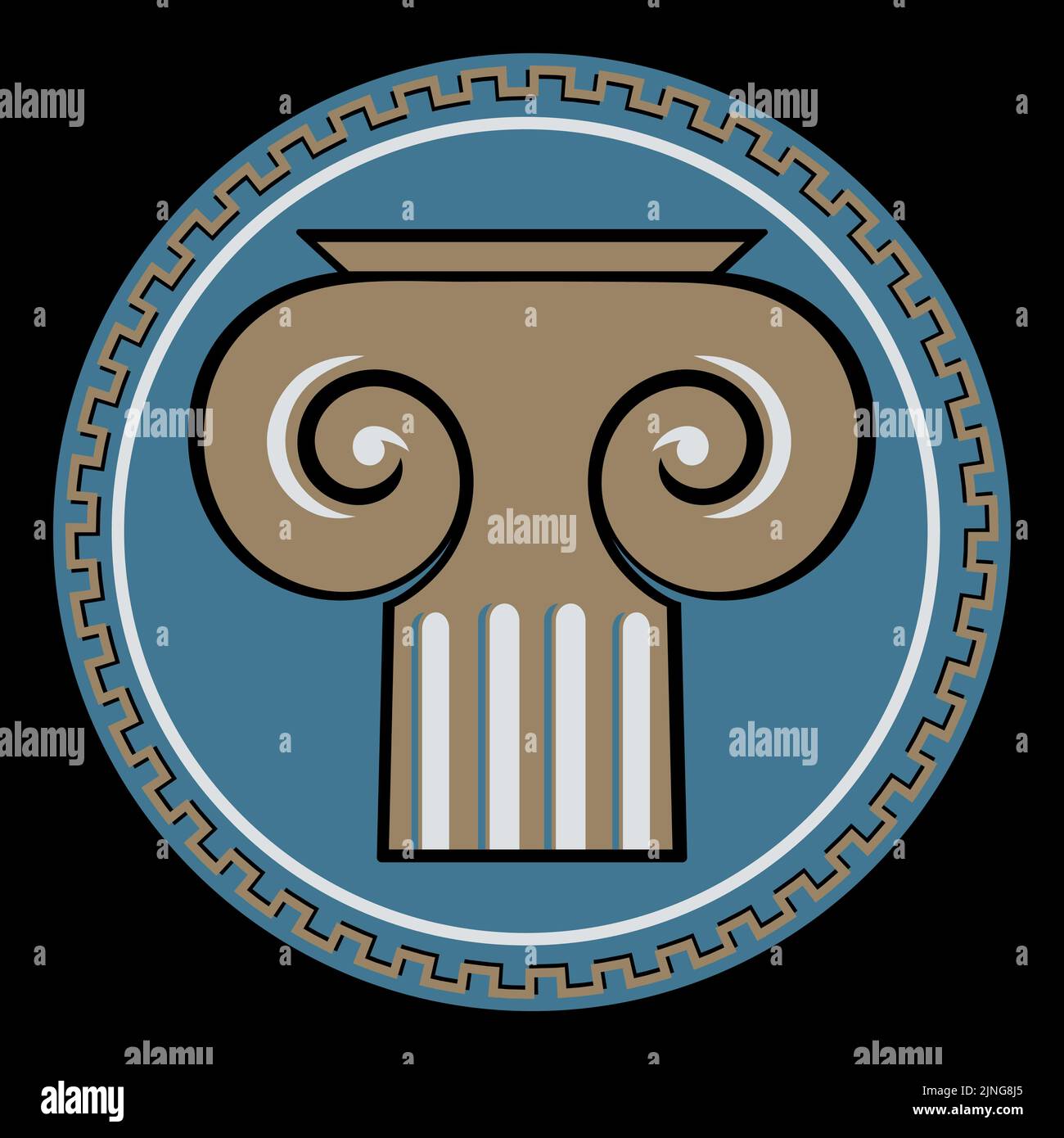 Ancient Greece design. Ancient Greek column, and Greek ornament meander ...