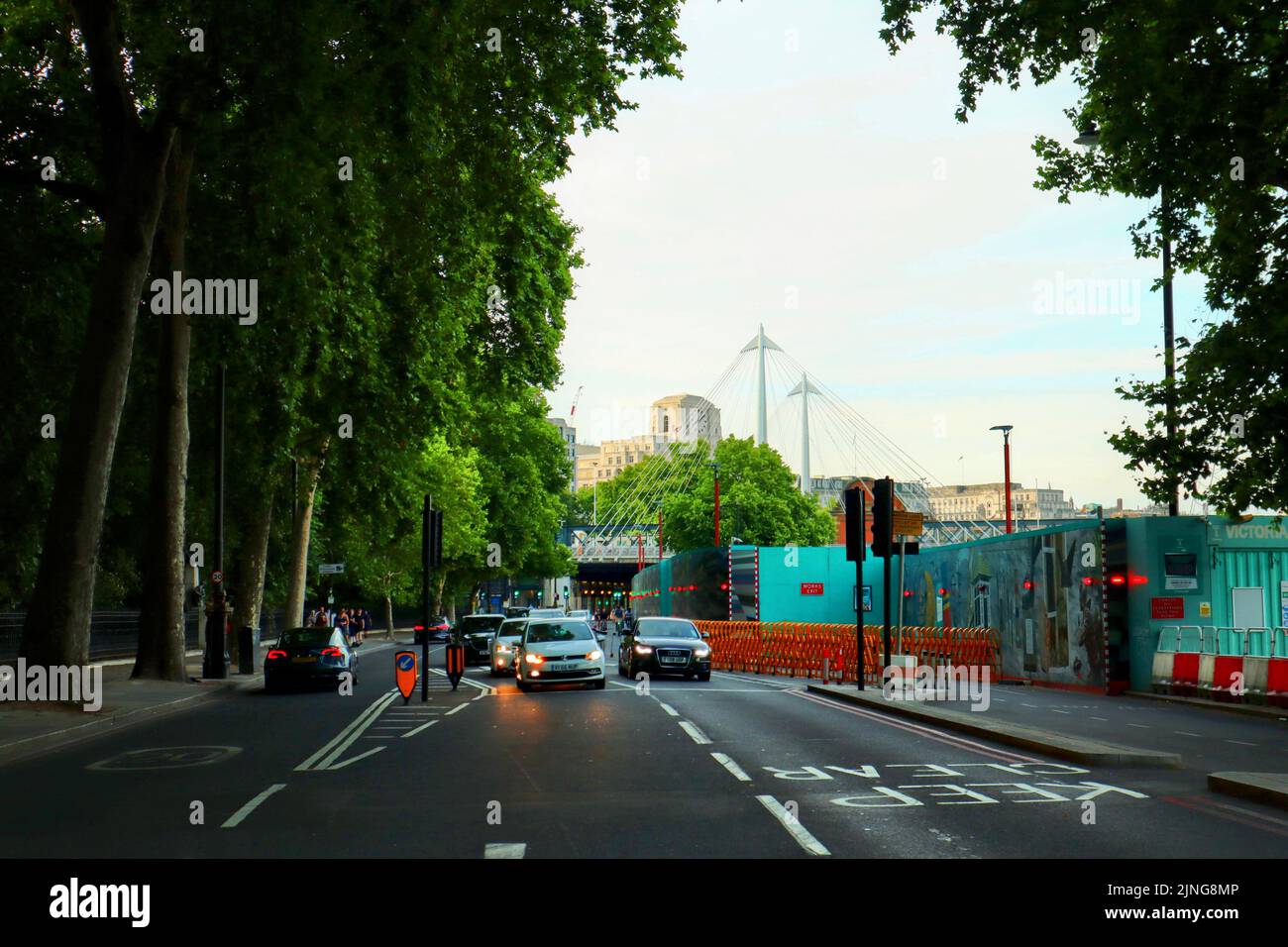 A beautiful shot of the London Victoria Embankment street with dense ...