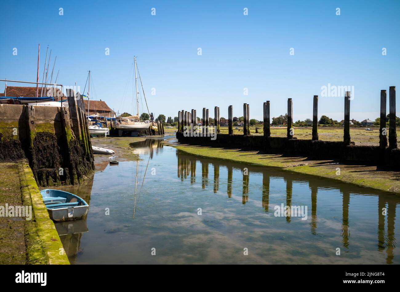 A view along Bosham Quay in Chichester Harbour at Bosham in Werst ...