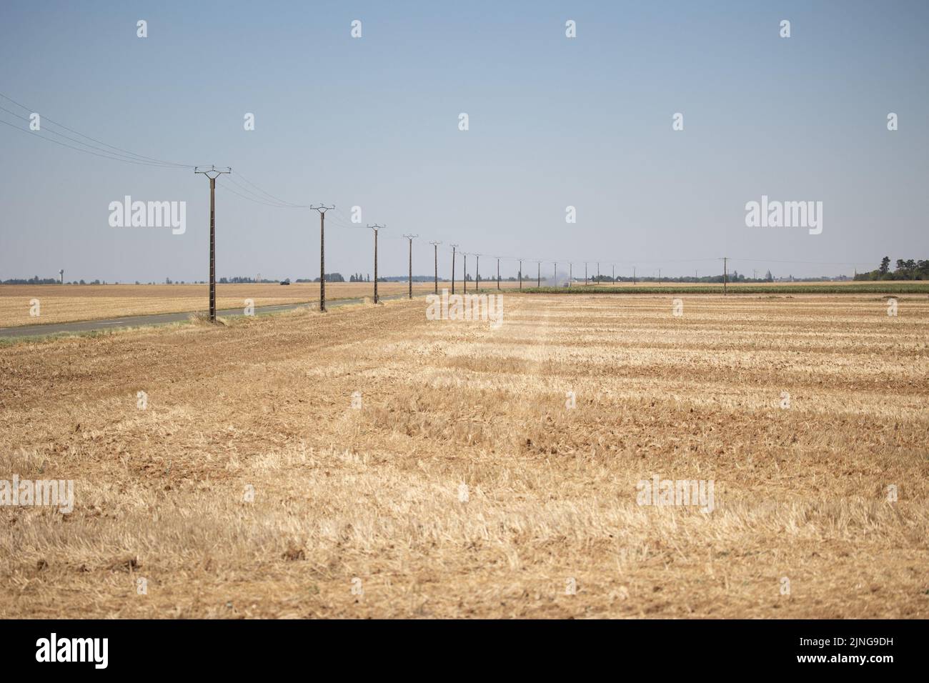 Dry agricultural fields. Illustration of the drought affecting France ...
