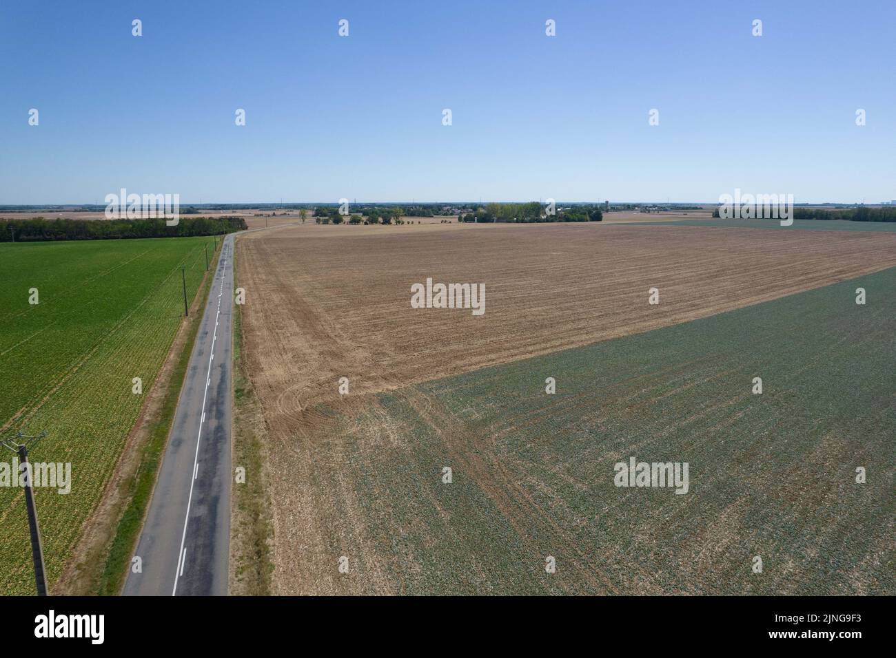 Dry agricultural fields. Illustration of the drought affecting France ...