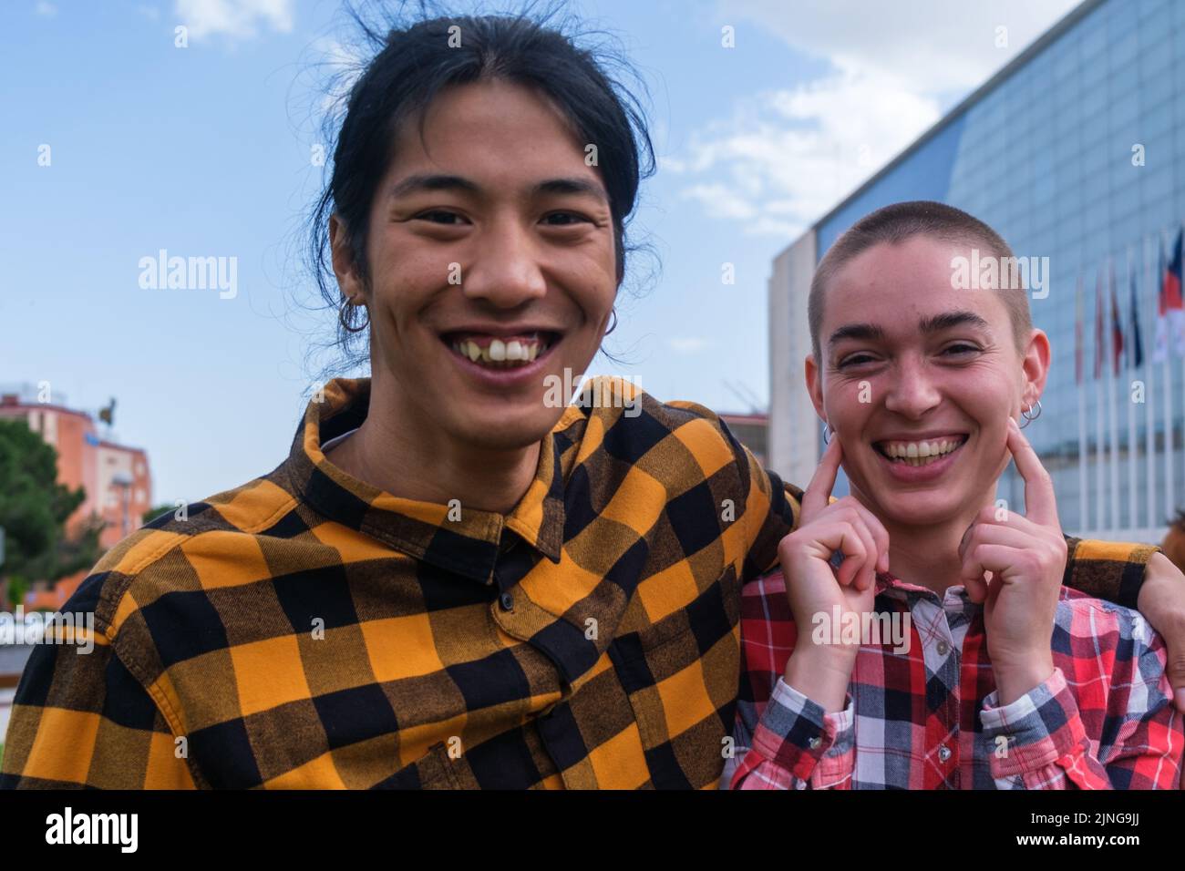 Two women in shirts hi-res stock photography and images - Alamy