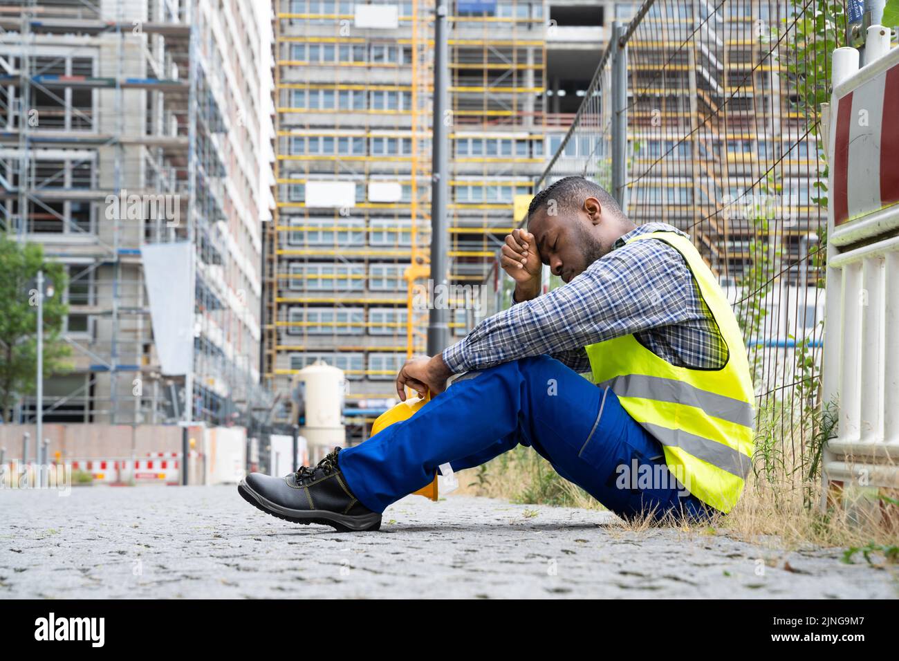 Unhappy Sad Construction Worker. Upset Foreman Frustration Stock Photo ...