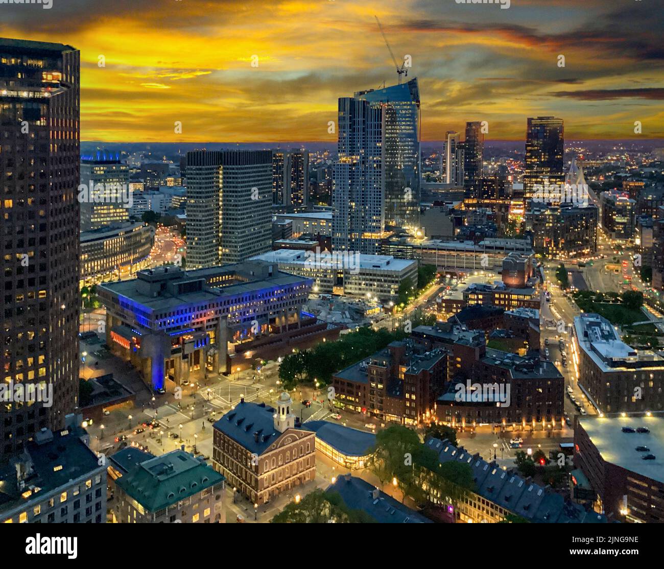 Aerial boston looking downtown massachusetts hi-res stock photography ...