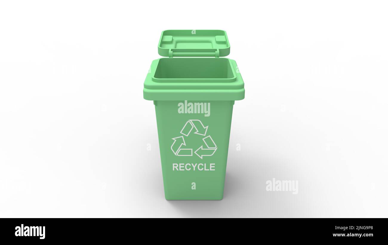 3D rendering of a green environment recycle trash bin container ...