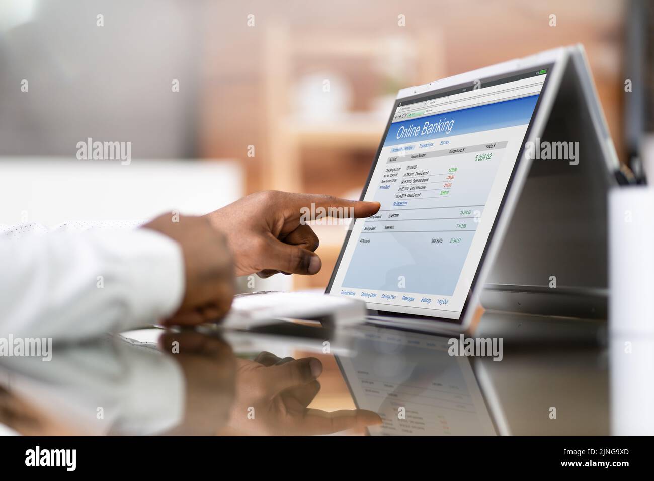 Online Banking Payment And Money Balance On Laptop Stock Photo - Alamy