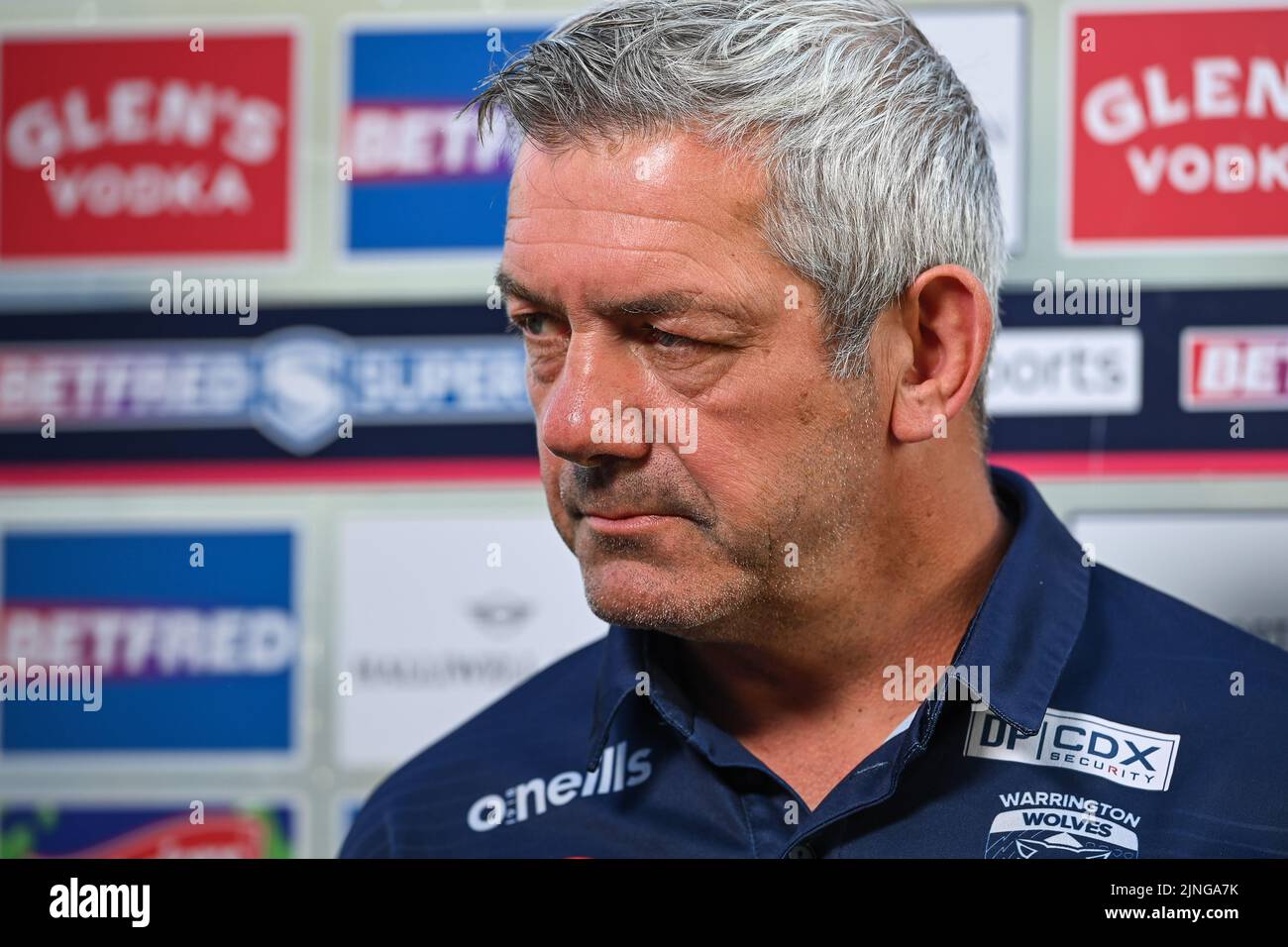 Daryl Powell Head Coach of Warrington Wolves during the pre match ...