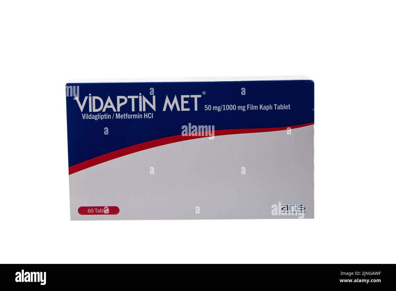 Istanbul, Turkey, 11 August 2022; A box of Vidaptin Med tablets ...