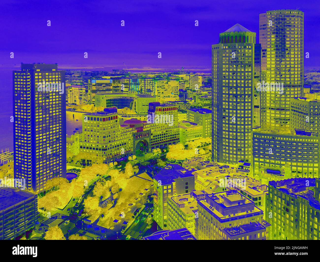 Boston Cityscape Skyline Panorama Looking South Towards the South End ...