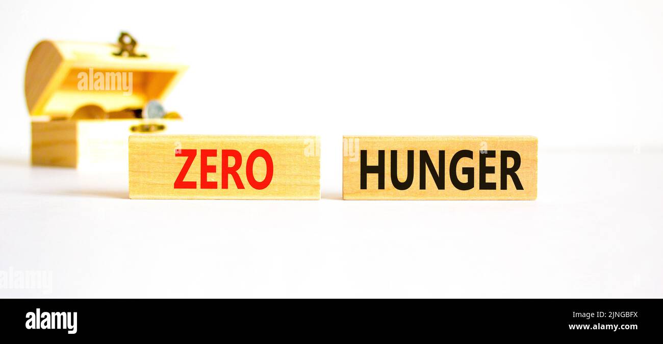 Zero hunger symbol. Concept words Zero hunger on wooden blocks on a ...