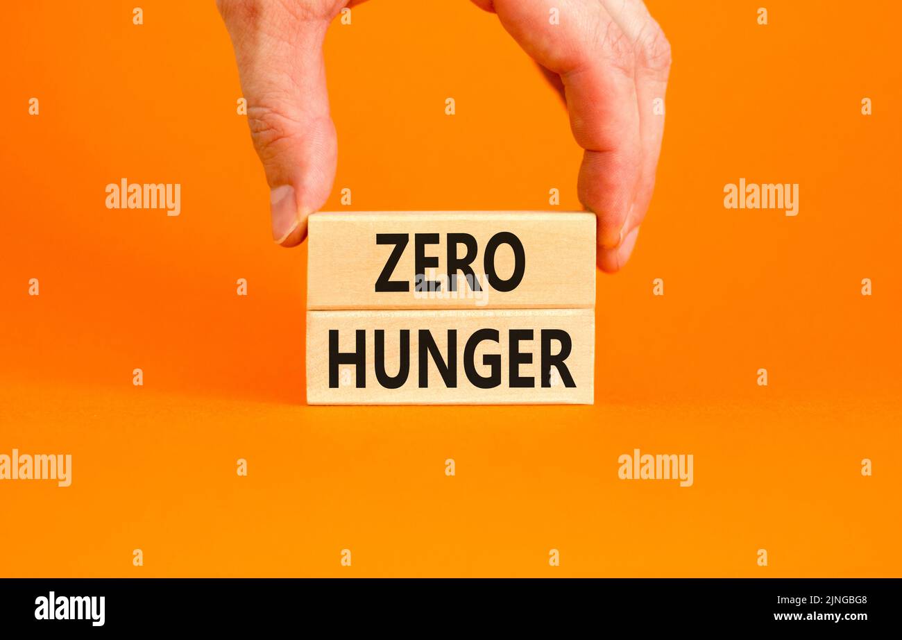 Zero hunger symbol. Concept words Zero hunger on wooden blocks on a ...
