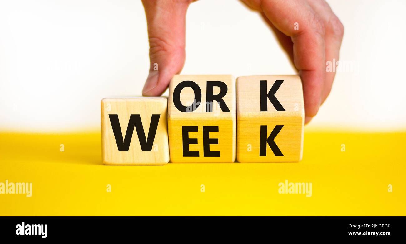 Work week symbol. Concept words Work week on wooden cubes. Businessman ...