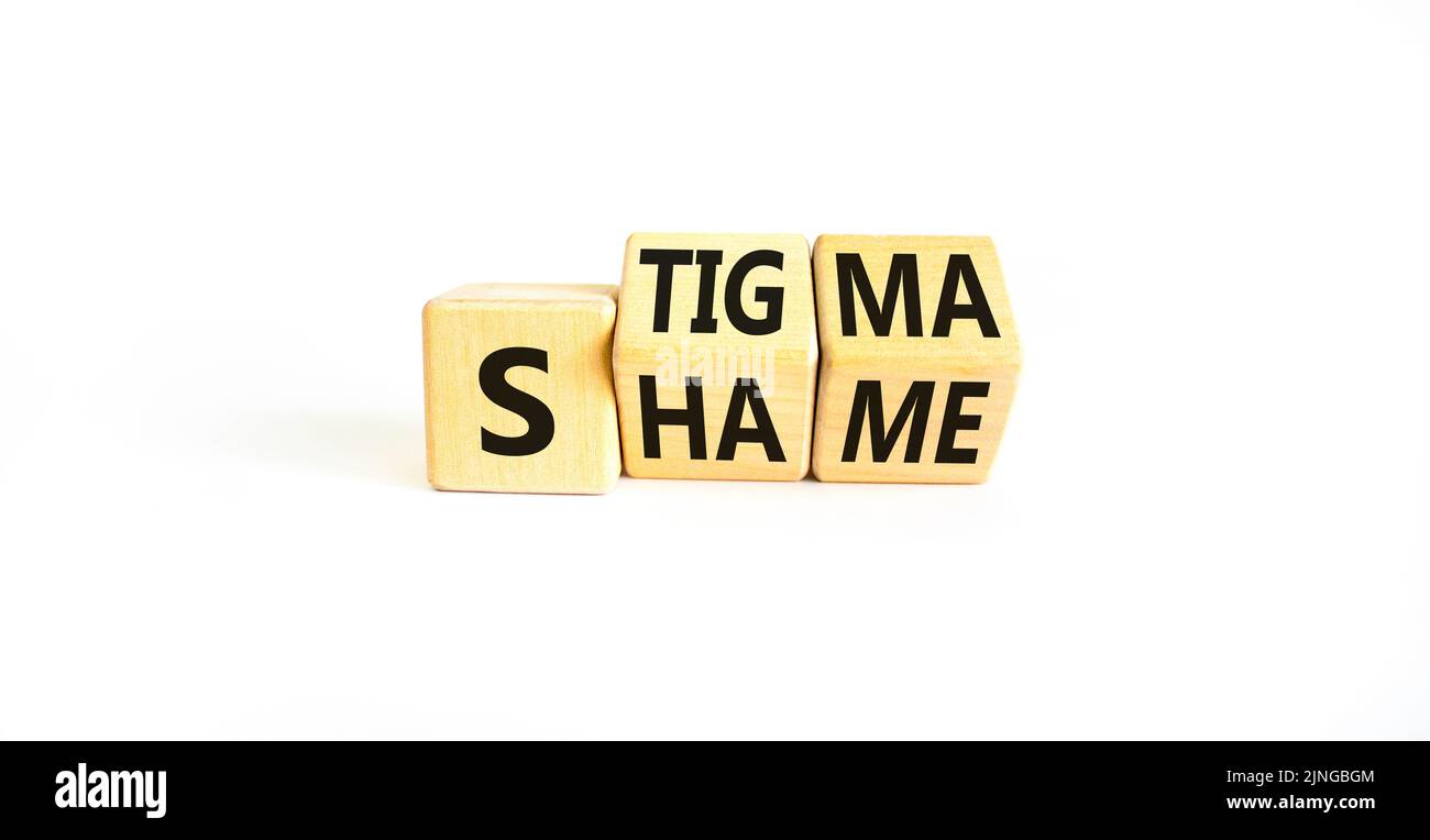 Stigma or shame symbol. Concept words Stigma or Shame on wooden cubes ...