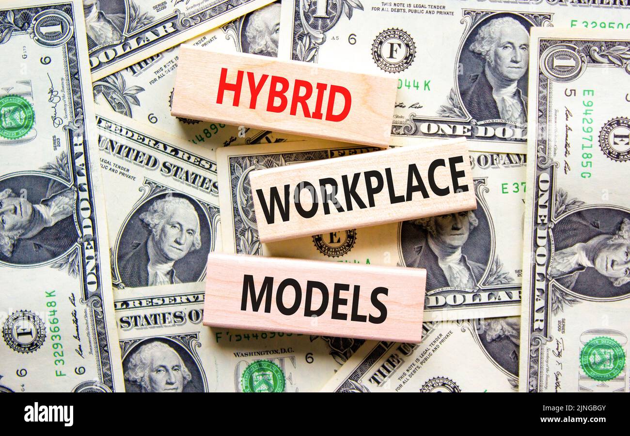Hybrid workplace models symbol. Concept words Hybrid workplace models ...