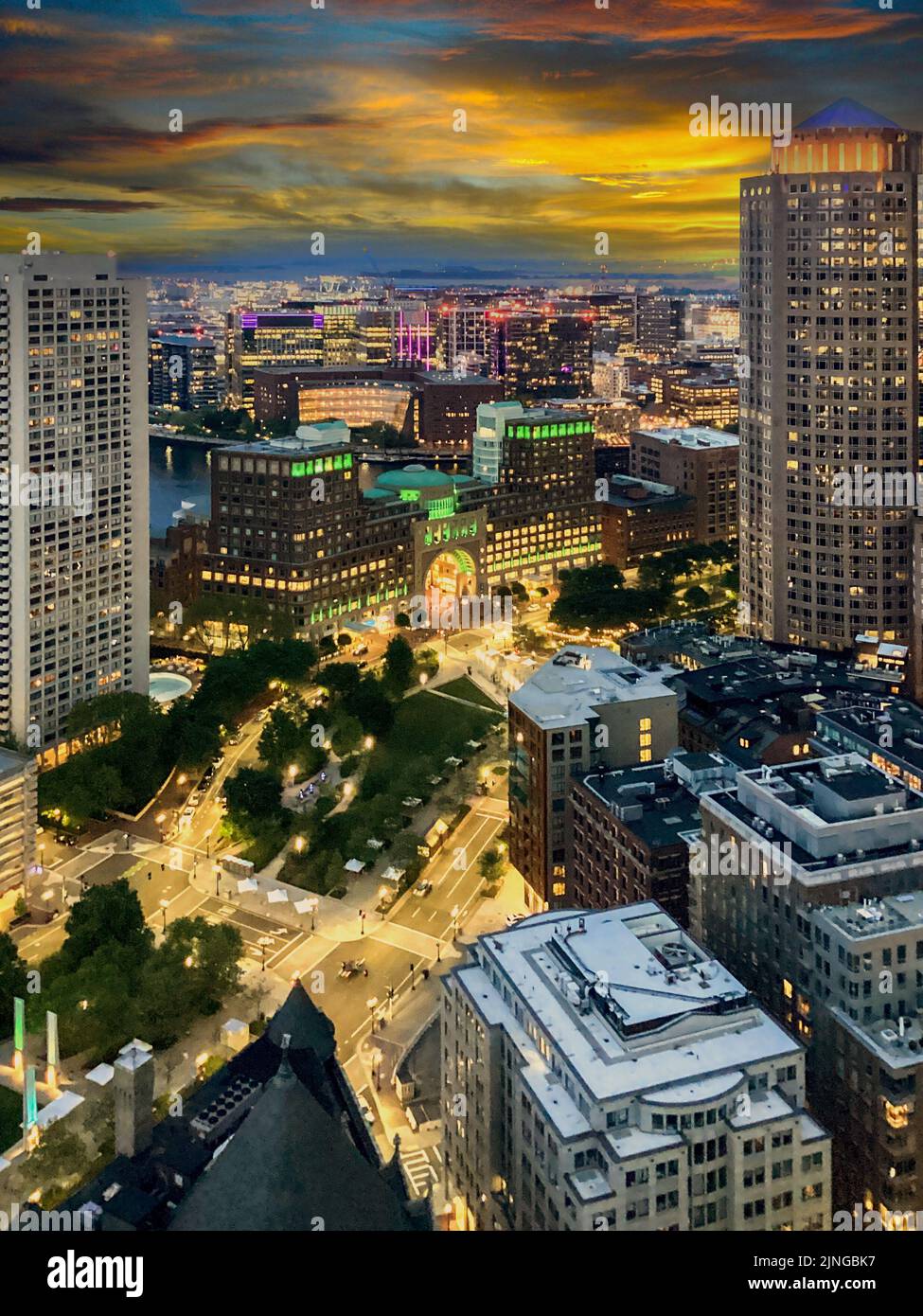 Boston Cityscape Skyline Panorama Looking South Towards the South End ...