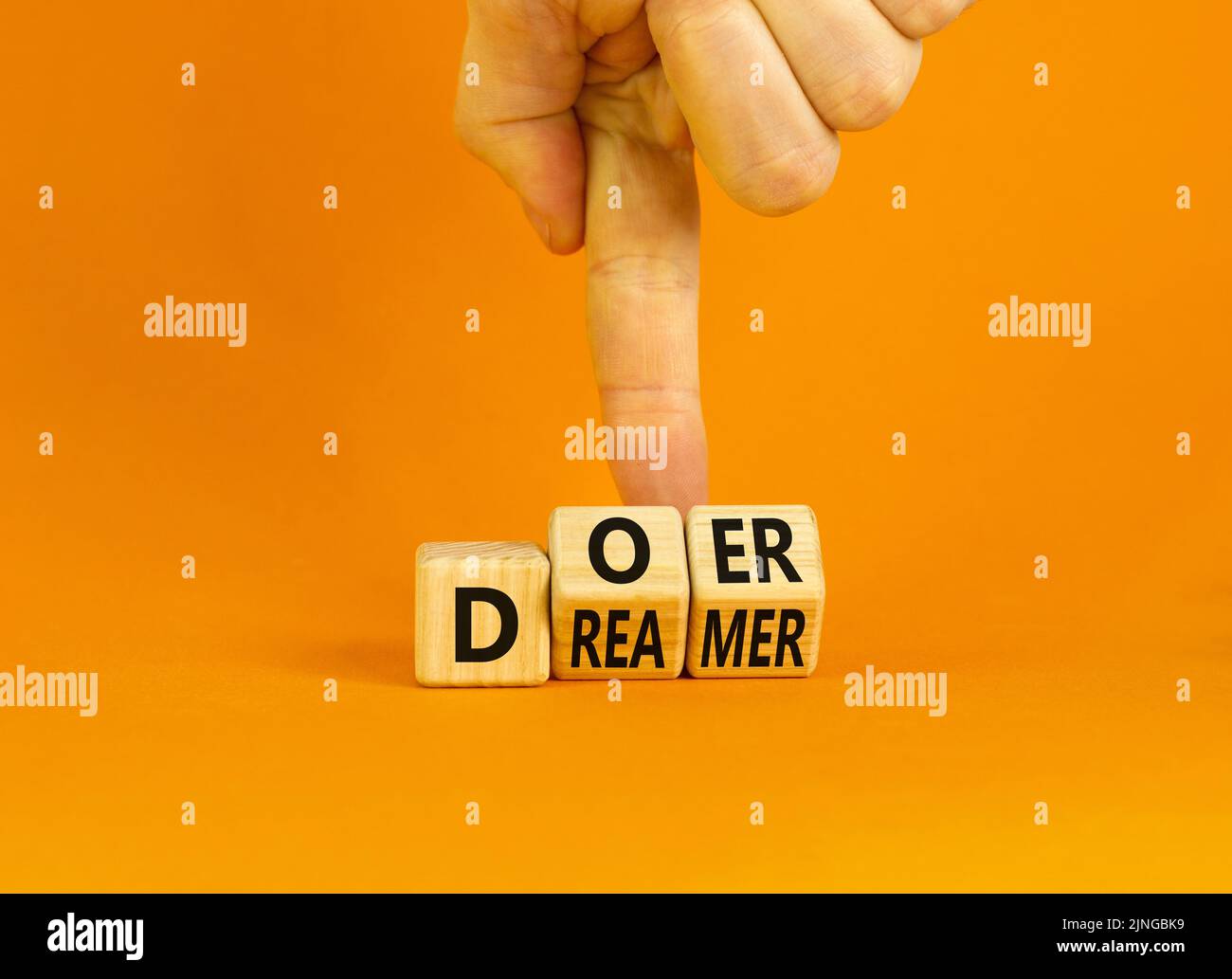 Doer or dreamer symbol. Concept words Doer or dreamer on wooden cubes ...