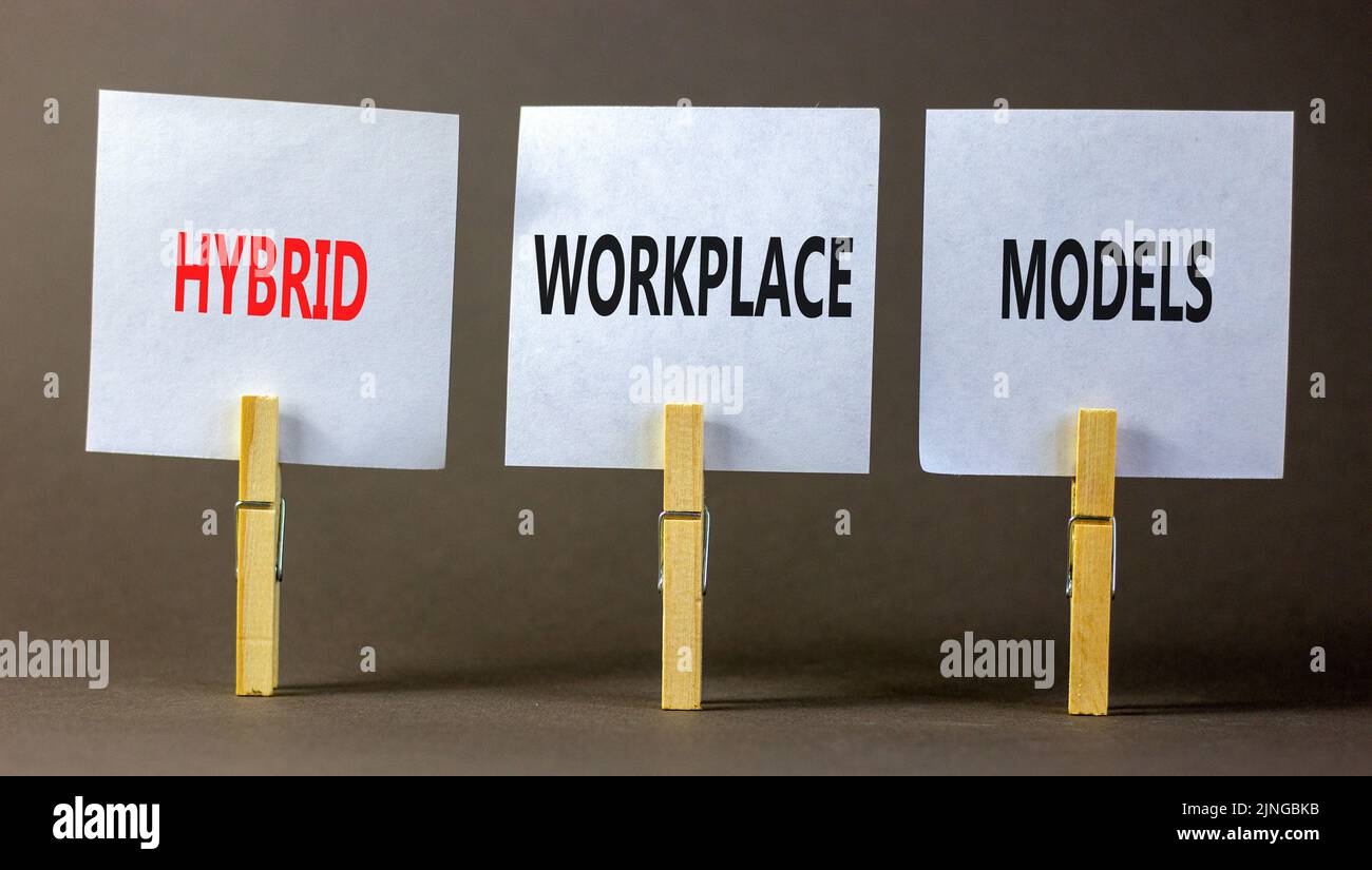 Hybrid workplace models and support symbol. Concept words Hybrid ...