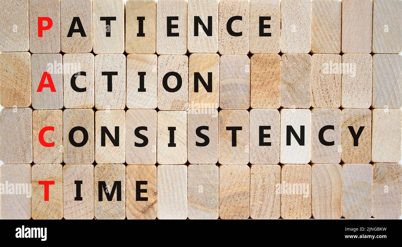 PACT patience action consistency time symbol. Concept words PACT ...