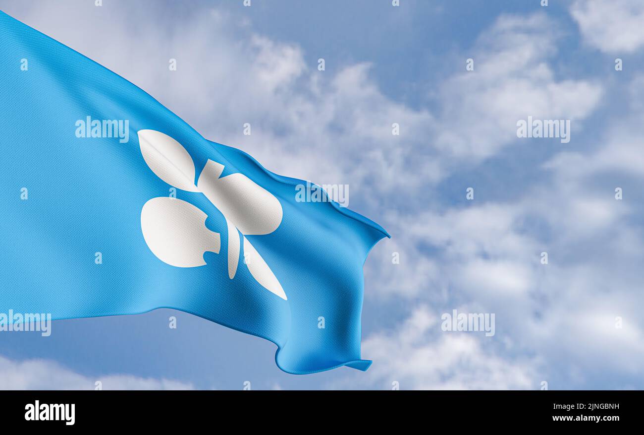 Organization flag OPEC on the background of clouds, fabric flag ...
