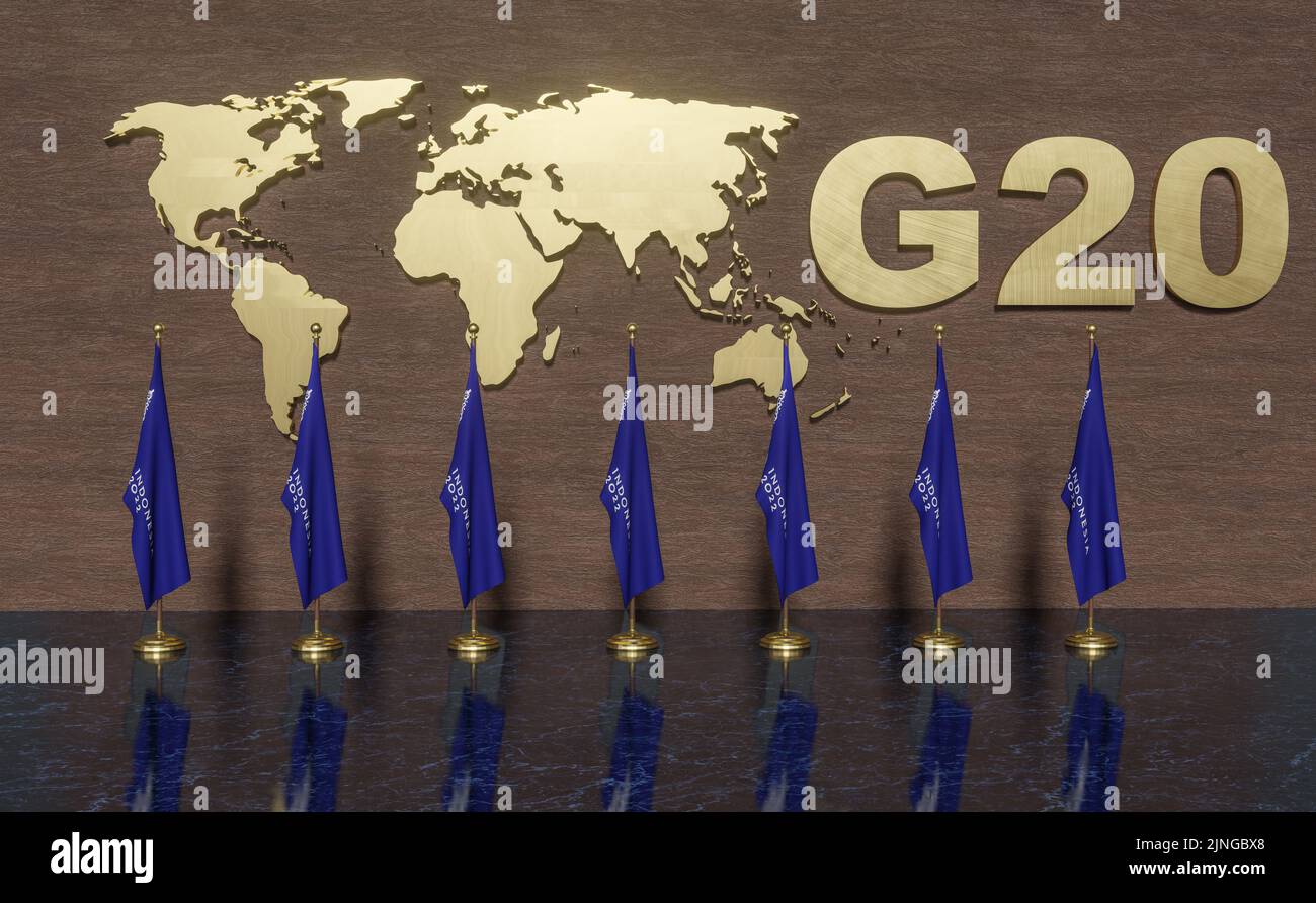 Flags G20, Concept of the G20 summit or meeting, Group of Twenty ...