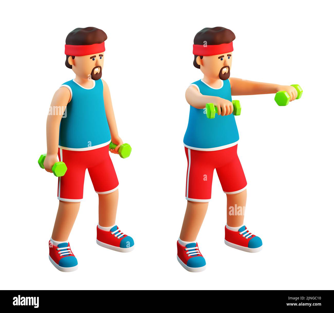 Cartoon man lifting dumbbells Cut Out Stock Images & Pictures - Alamy