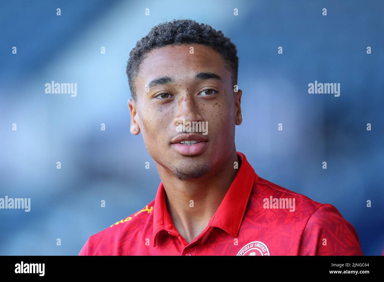 Daniel Jebbison #36 of Sheffield United arrives at the game prior to ...