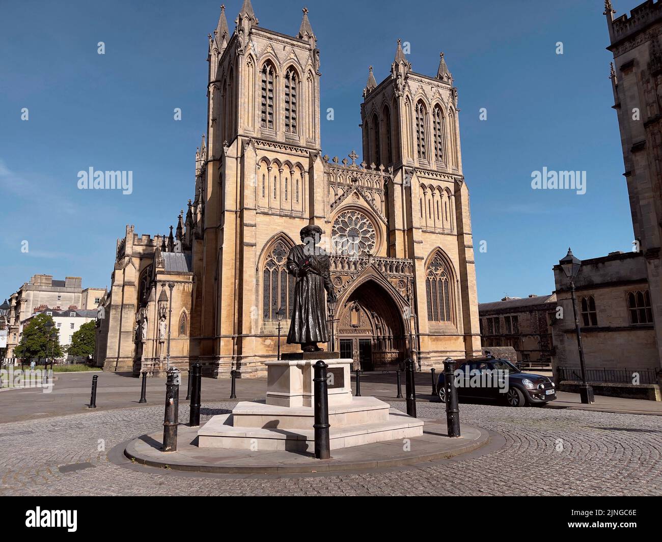 The Bristol Cathedral in Bristol, England on blue sky background Stock ...