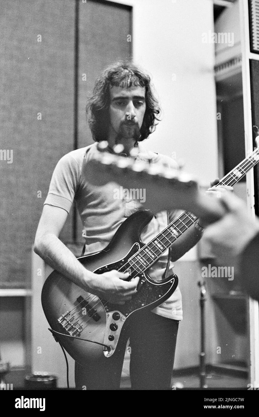 FLEETWOOD MAC UK rock group with John McVie in a recording studio in ...