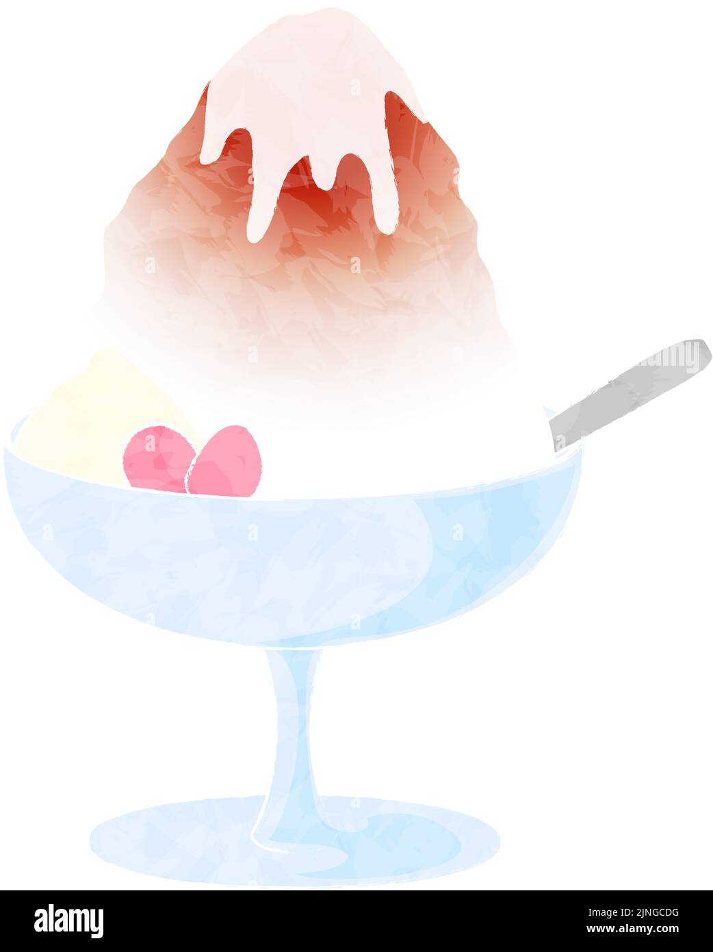 Strawberry flavored shaved ice with ice cream and condensed milk Stock ...