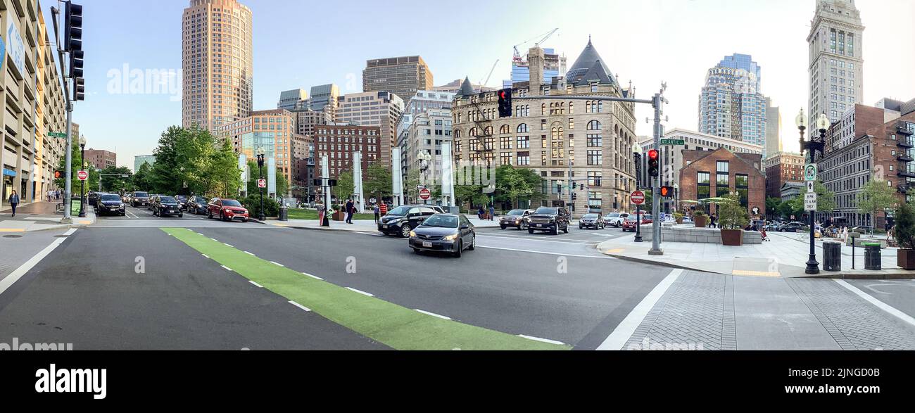 Boston, Massachusetts and Atlantic Avenue across from Long Wharf Stock ...