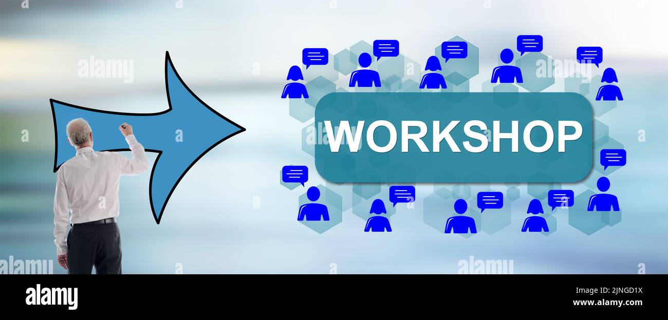 Workshop concept drawn by a businessman Stock Photo - Alamy