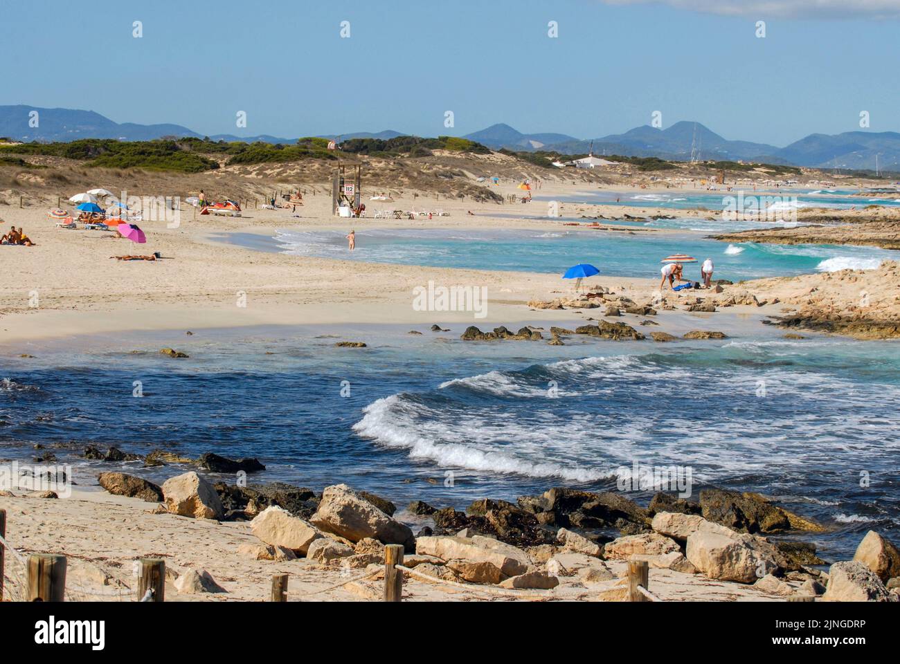 Strong sea and yellow flag in Levante beach - Playa de Llevant ...