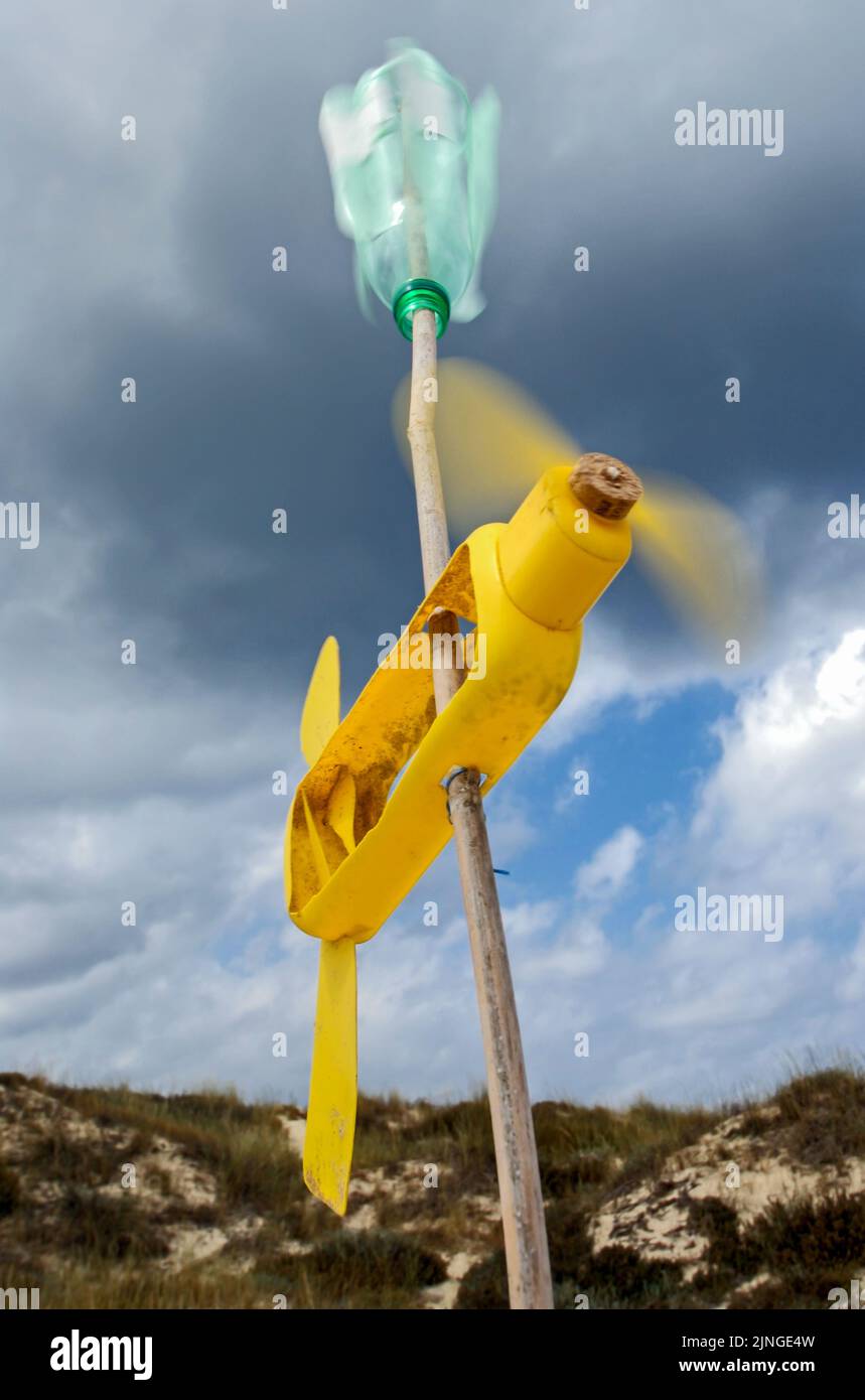 Handmade windmill created with recycled material Stock Photo - Alamy
