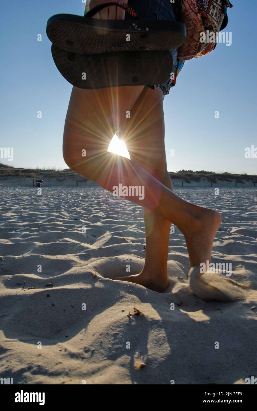 Young woman walking in Levante Beach - Platja de Llevant -, Formentera ...