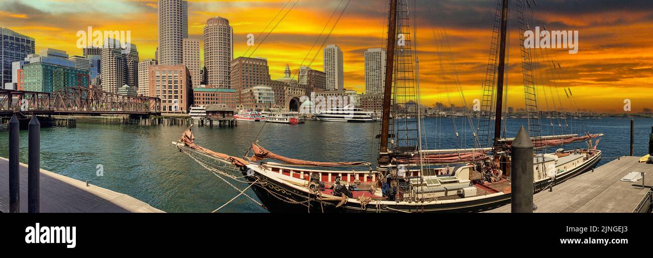 Wharf Walk along The Seaport/Innovation District in the South Boston ...