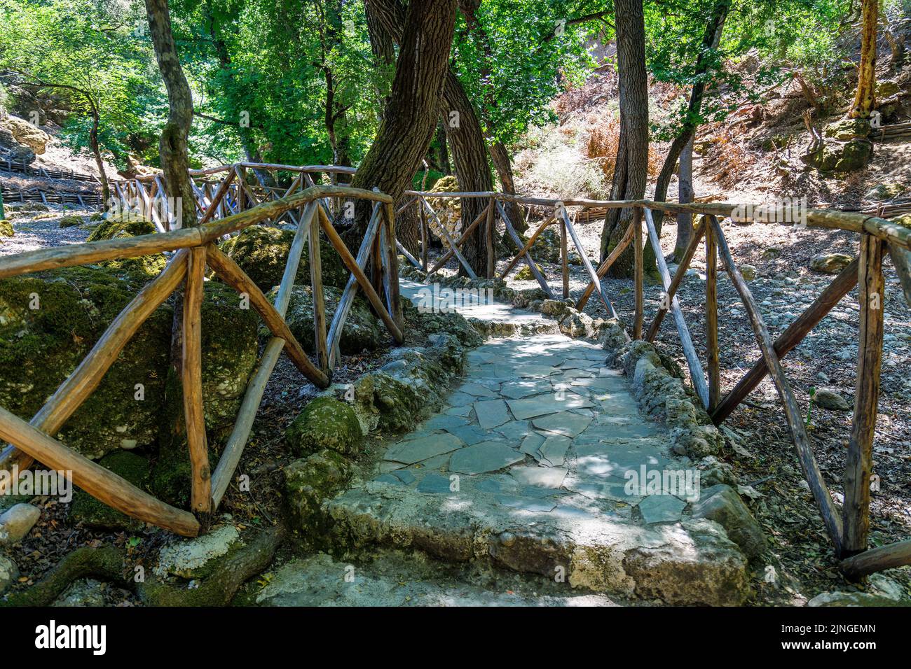 Walking trail in The Valley of Butterflies. The Petaloudes valley ...