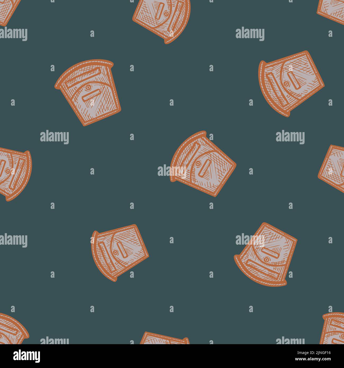 Mailbox engraved seamless pattern. Vintage letterbox in hand drawn ...